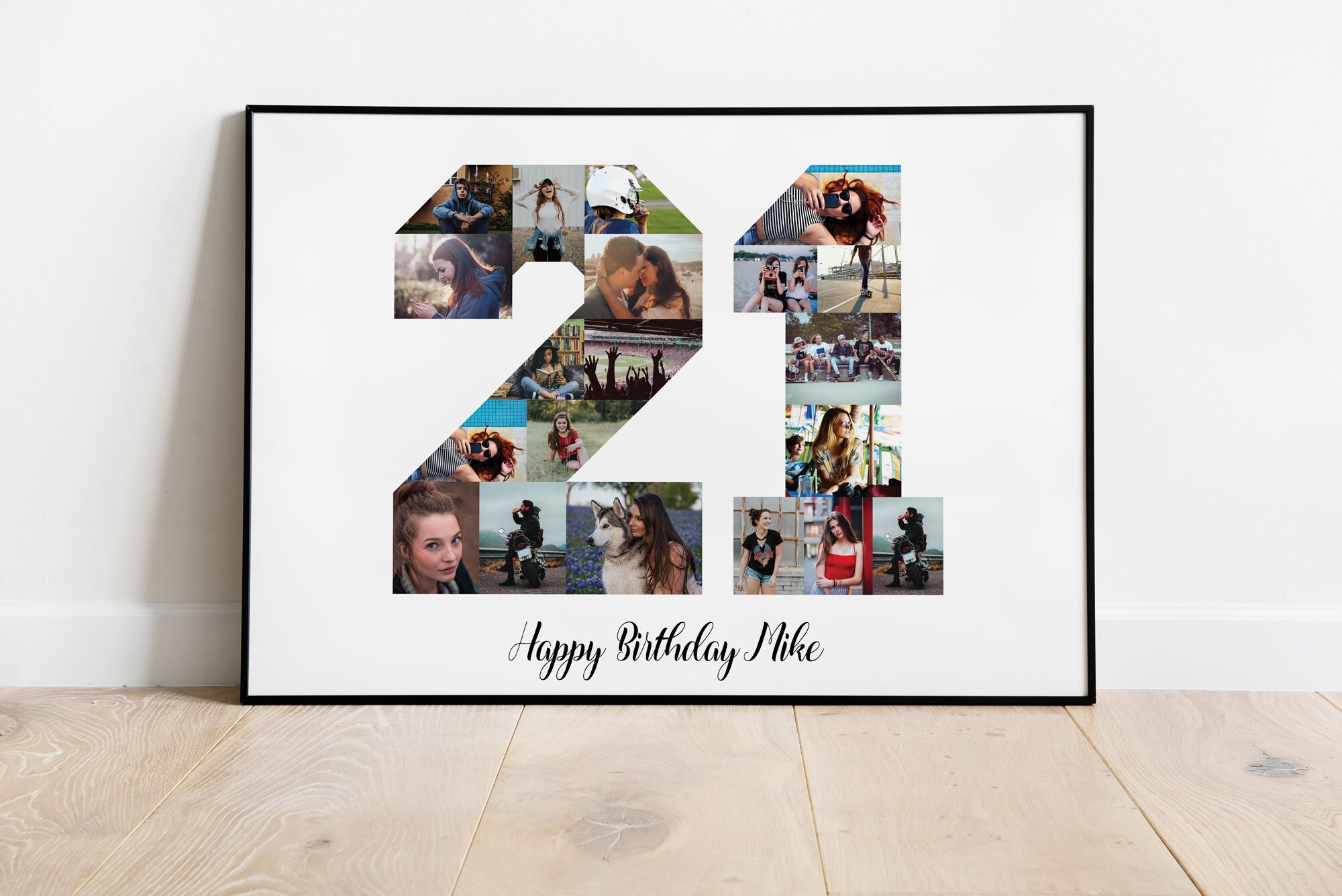 21st Birthday Photo Collage Number Photo Gift Bff Gift for - Etsy