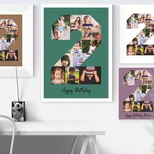 Number 2 Photo Collage, Second Birthday Gift, Custom Anniversary Baby ...