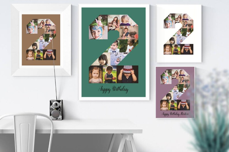 Number 2 Photo Collage Second Birthday Gift Custom | Etsy