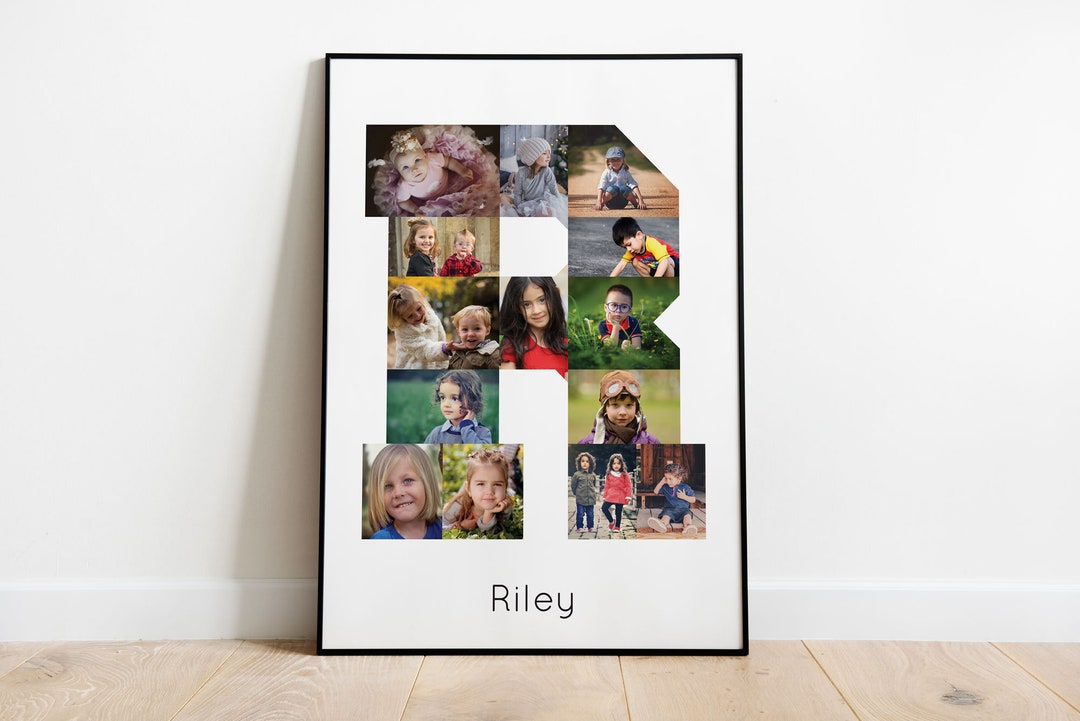 Letter R Photo Collage, Name Photo Gift, Newborn Photo Collage, Custom ...