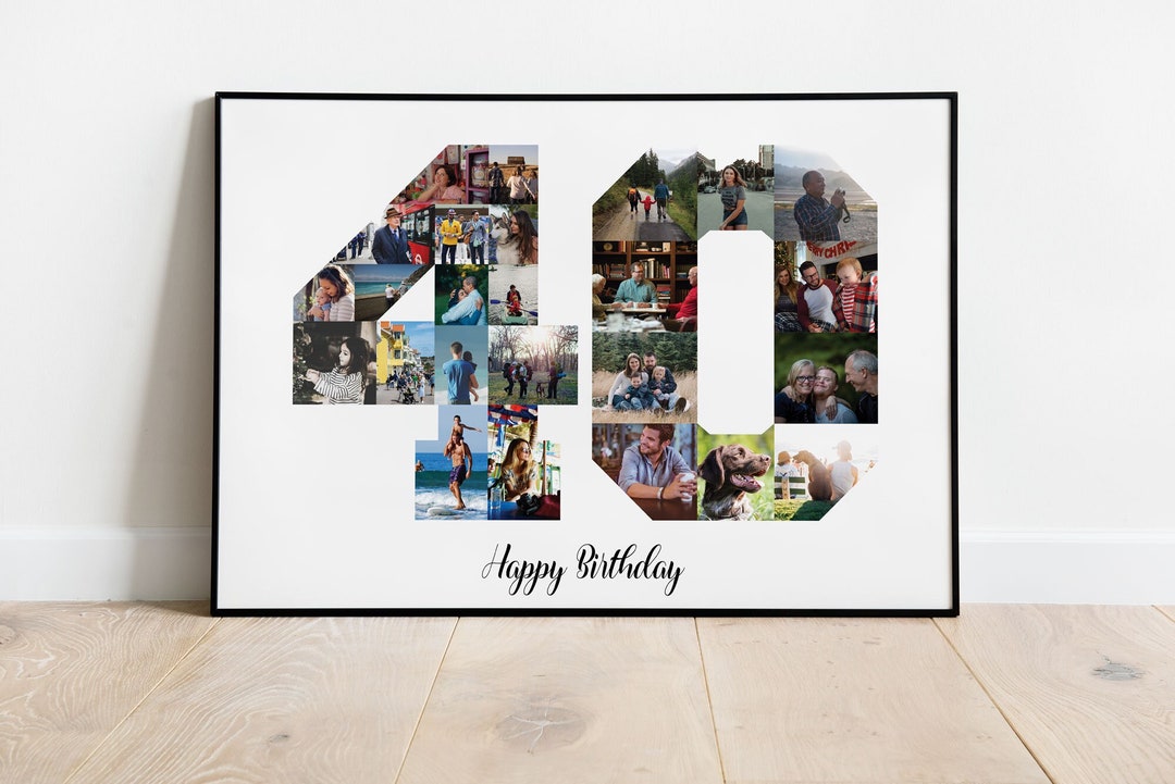 Custom Number 40 Photo Collage, 40th Birthday Gift (PRINTABLE PDF) - Etsy
