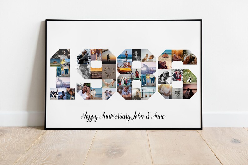 1986 Photo Collage, 40th Birthday Anniversary Gift (printable PDF and ...