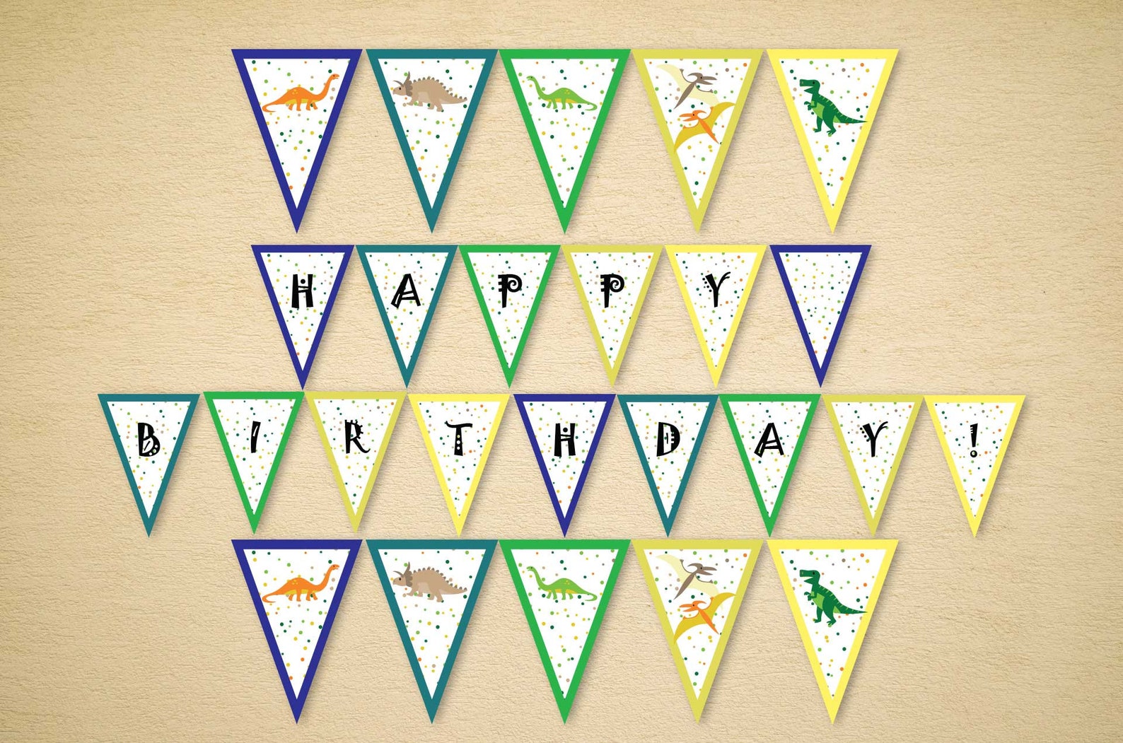 Dinosaur Party Pennant Banner Printable Birthday Garland | Etsy