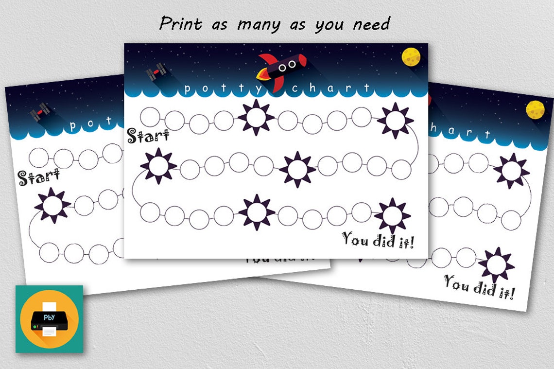 Space Themed Reward Chart Printable Blue Potty Training | Etsy