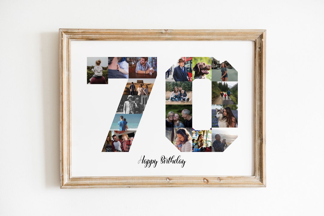 70 Photo Collage, 70th Birthday Collage, Number 70 Printable Gift ...