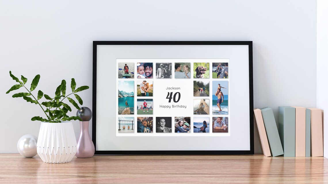 Number 40 Photo Collage, 40th Birthday Collage, 40 Year Anniversary ...