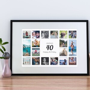 Number 40 Photo Collage, 40th Birthday Collage, 40 Year Anniversary ...