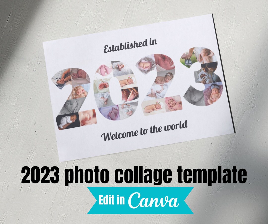 2023 Photo Collage Template Edit in Canva Born in 2023 - Etsy