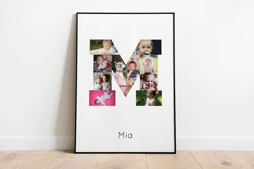 Letter M Photo Collage, Name Photo Gift, Newborn Photo Collage, Custom ...