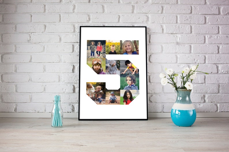 5th Birthday Photo Collage Number Five Collage Custom Fifth - Etsy