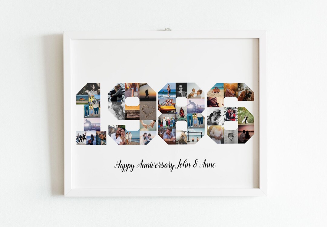 1986 Photo Collage, 40th Birthday Anniversary Gift (printable PDF and ...