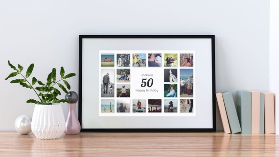 Number 50 Photo Collage 50th Birthday Anniversary Gift Born | Etsy