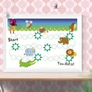 Animal Reward Chart, Printable Potty Training, Toilet Schedule, Sticker ...