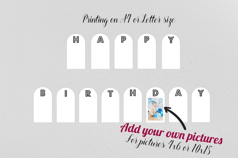 Happy Birthday photo banner Custom DIY yearly party garland | Etsy