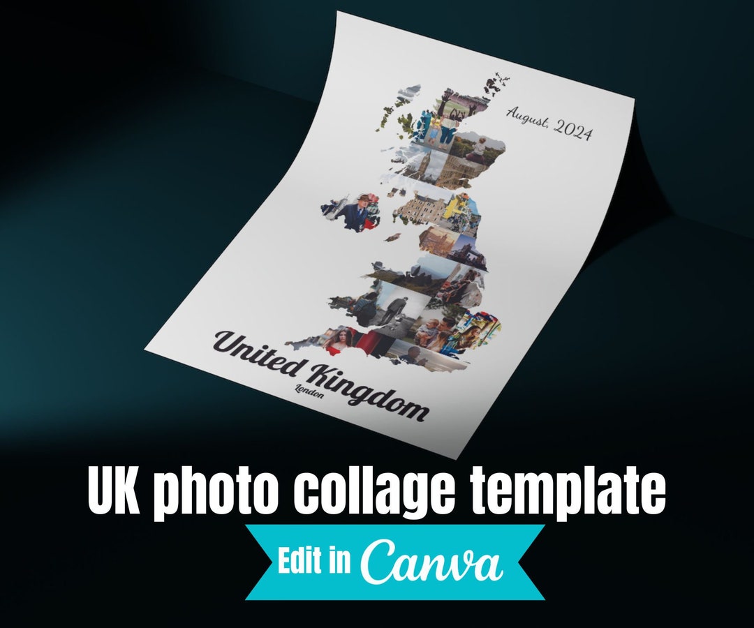 United Kingdom Photo Collage Template, Honeymoon Wedding Gift Britain ...