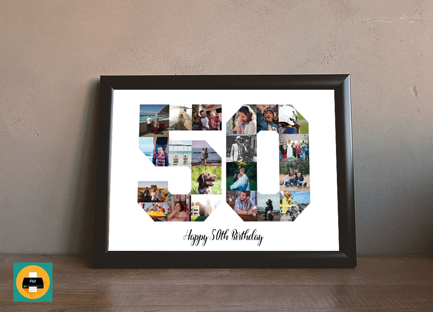 Number 50 photo collage 50th Birthday anniversary gift | Etsy