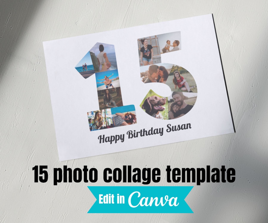 15 Photo Collage Template Edit in Canva, 15th Birthday Collage ...