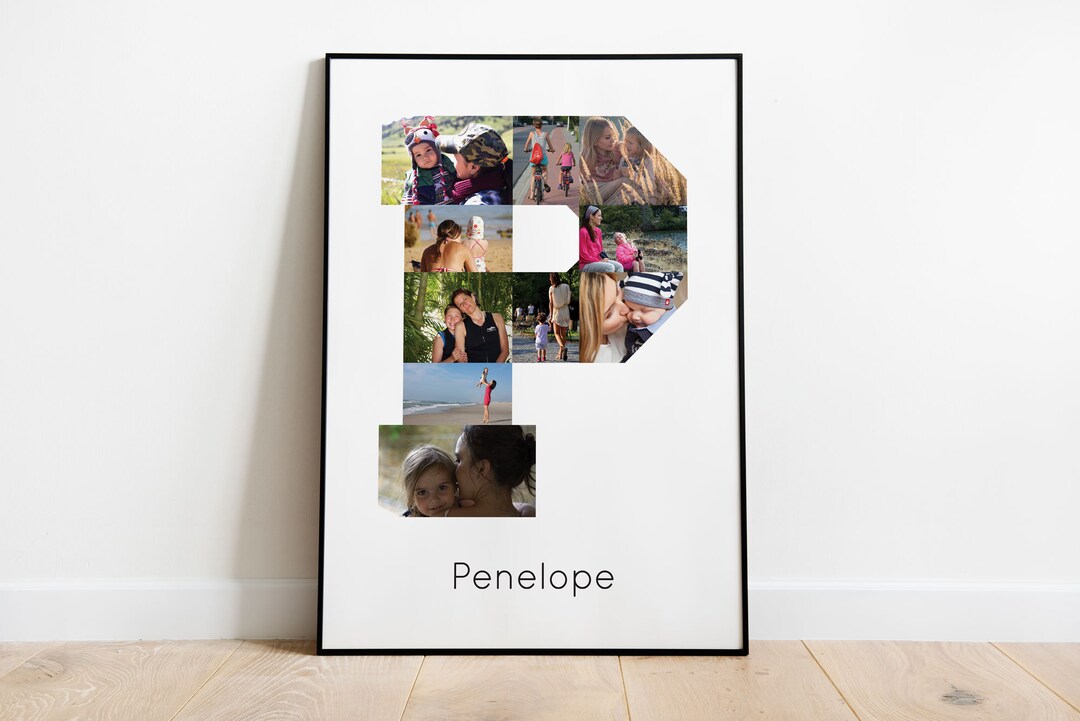 Letter P Photo Collage, Name Photo Gift, Newborn Photo Collage, Custom ...