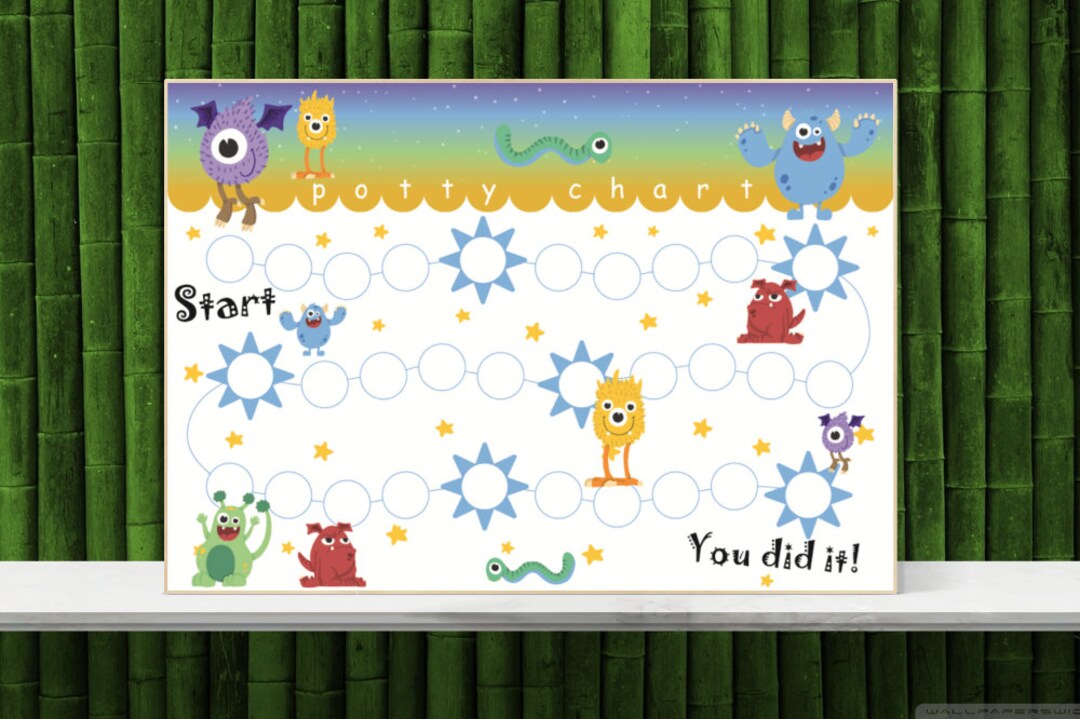 Monster Reward Chart, Printable Potty Training Chart, Toilet Training ...