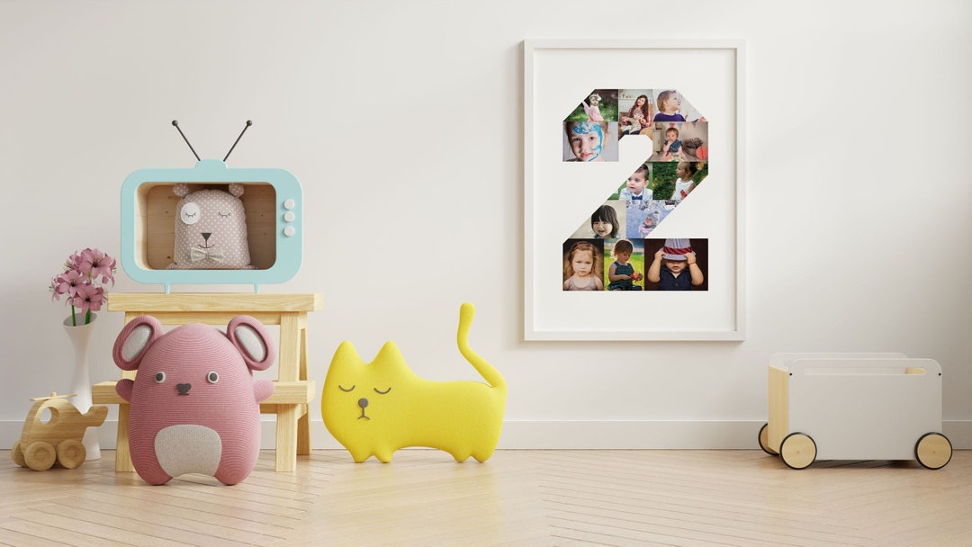 Number 2 Photo Collage, Second Birthday Gift, Custom Anniversary Baby ...