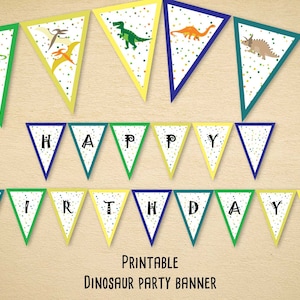 Dinosaur Party Pennant Banner, Printable Birthday Garland, Dinosaur ...