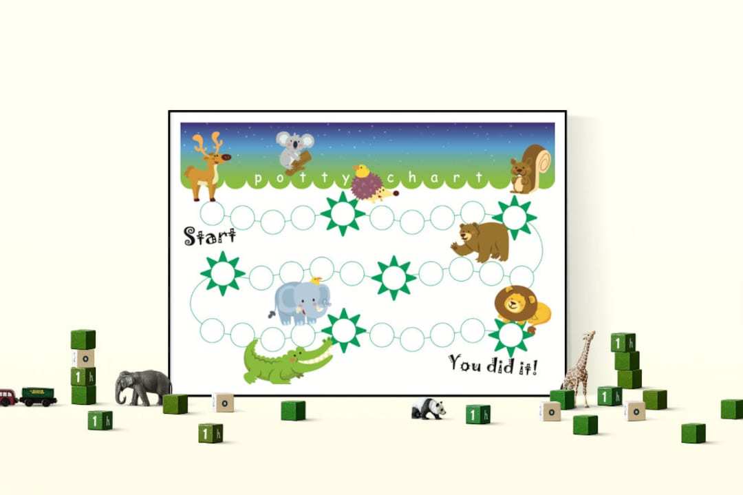 Animal Reward Chart, Printable Potty Training, Toilet Schedule, Sticker ...