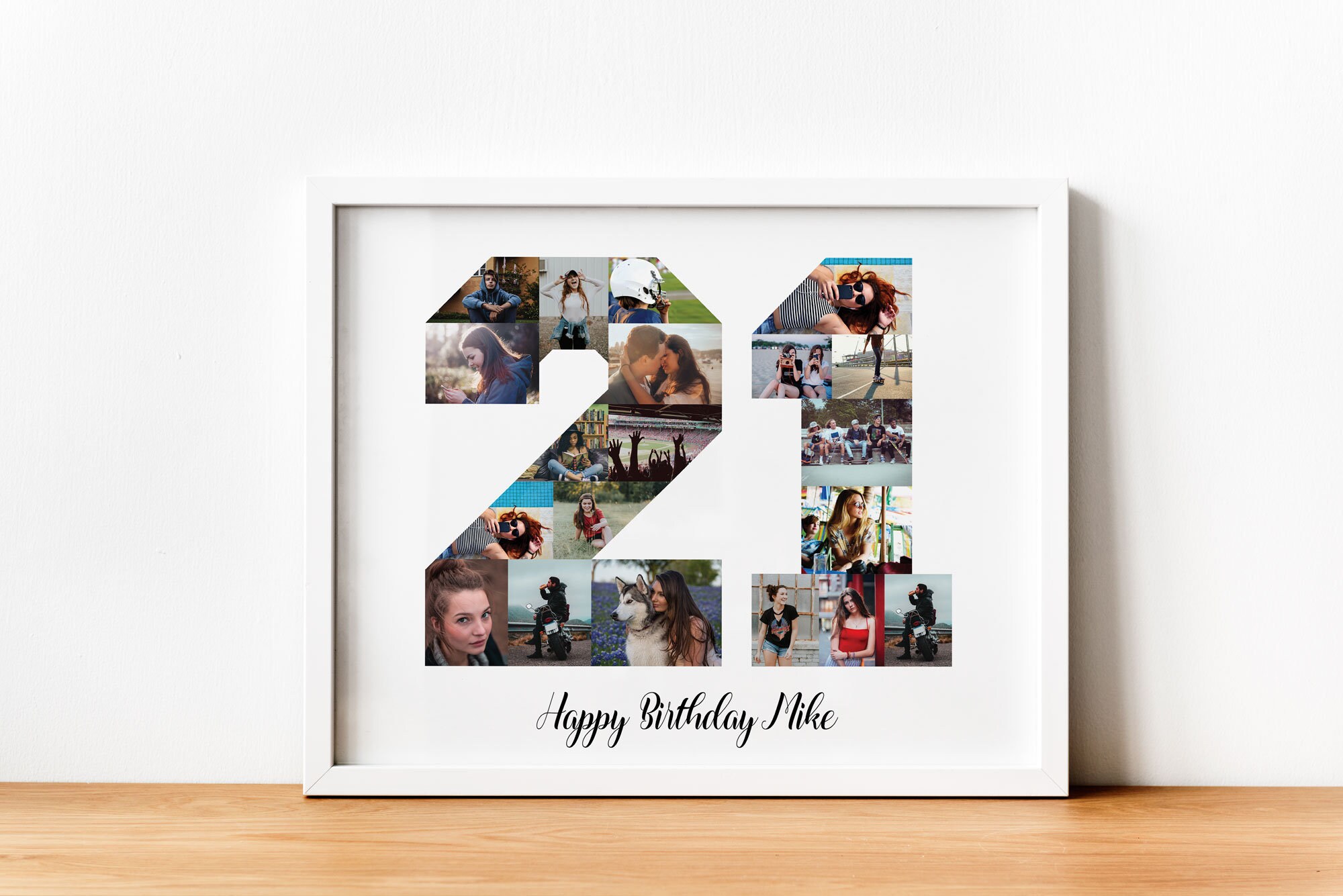 21st Birthday Photo Collage Number Photo Gift Bff Gift for - Etsy