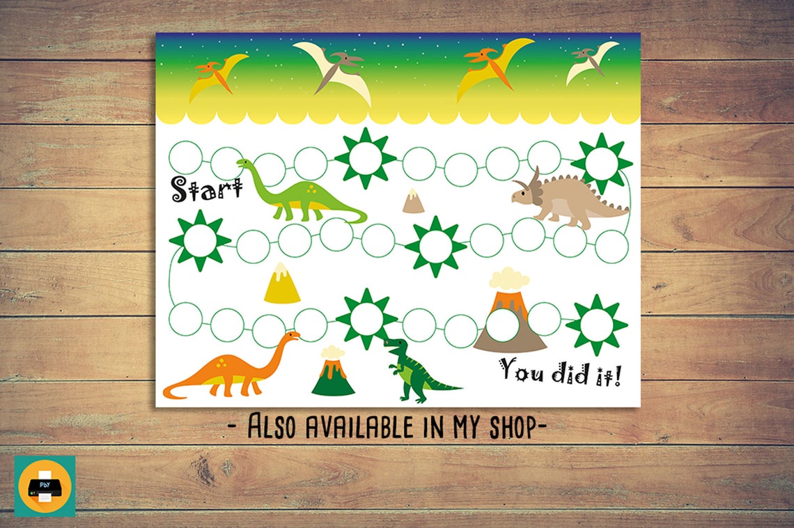 Dinosaur Sticker Chart Printable Potty Training Chart Toilet - Etsy