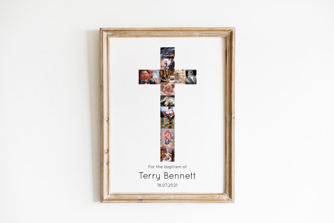 Custom Cross Photo Collage, Baptism Gift (digital PDF/JPEG) - Etsy