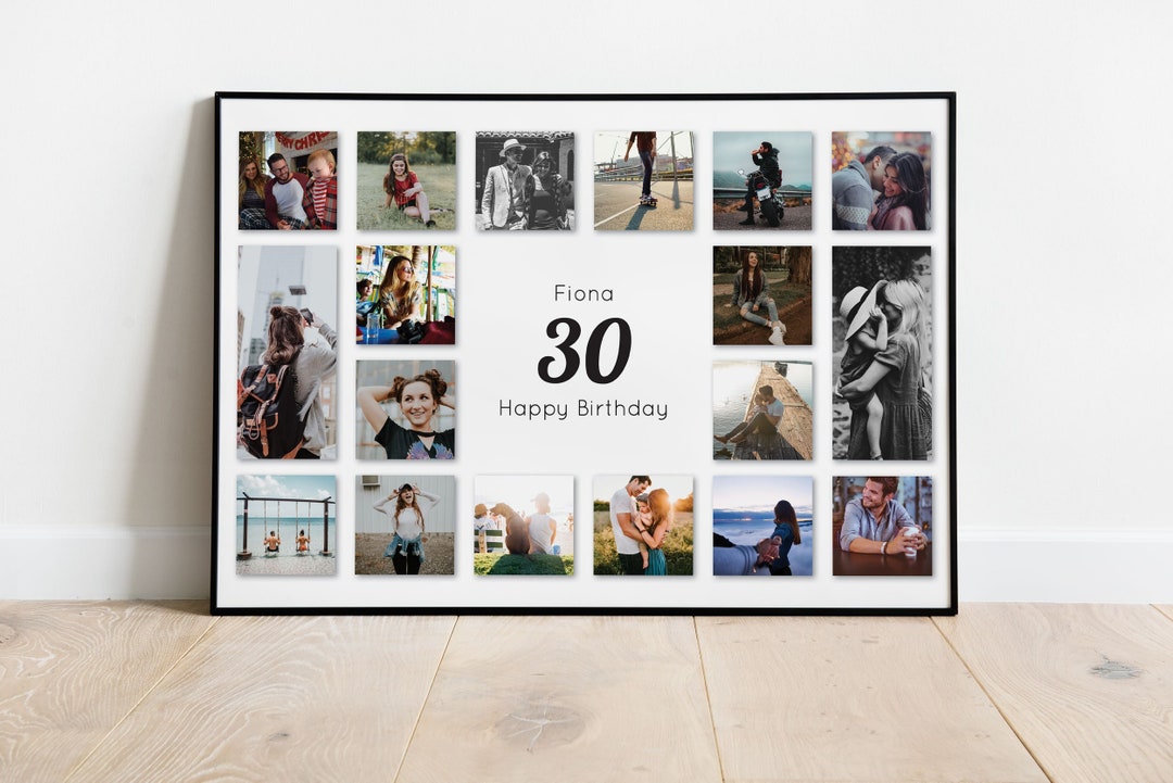 30th Birthday Photo Collage, 30th Anniversary Number Collage, Custom 30 ...