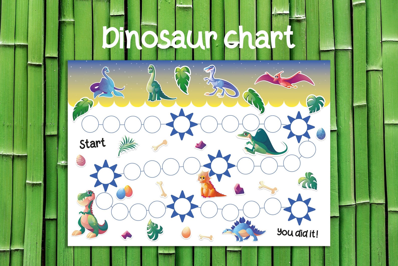 Dinosaur Sticker Chart Printable Potty Training Chart Toilet - Etsy