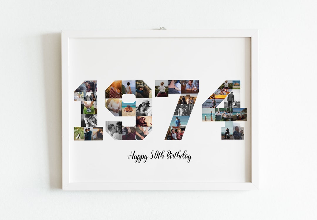 Buy 1974 Photo Collage, 50th Birthday Collage, Born in 1974 Printable ...
