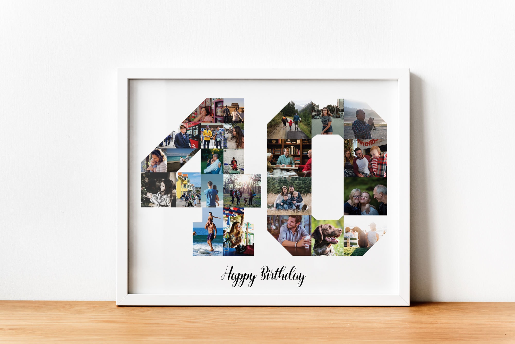 Custom Number 40 Photo Collage, 40th Birthday Gift (PRINTABLE PDF) - Etsy