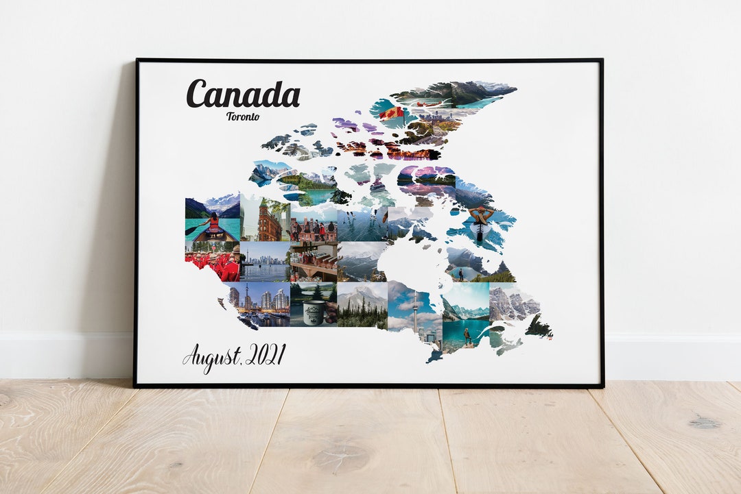 Canada Photo Collage Honeymoon Wedding Gift, Custom Travel Destination ...