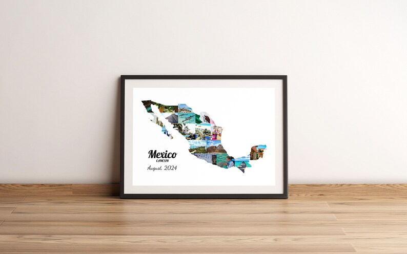 Mexico Map Photo Collage Template, Honeymoon Gift (DIY Printable) - Etsy