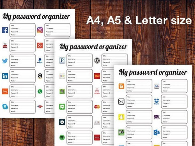 Password organizer Personal tracker list Keeper Manager | Etsy