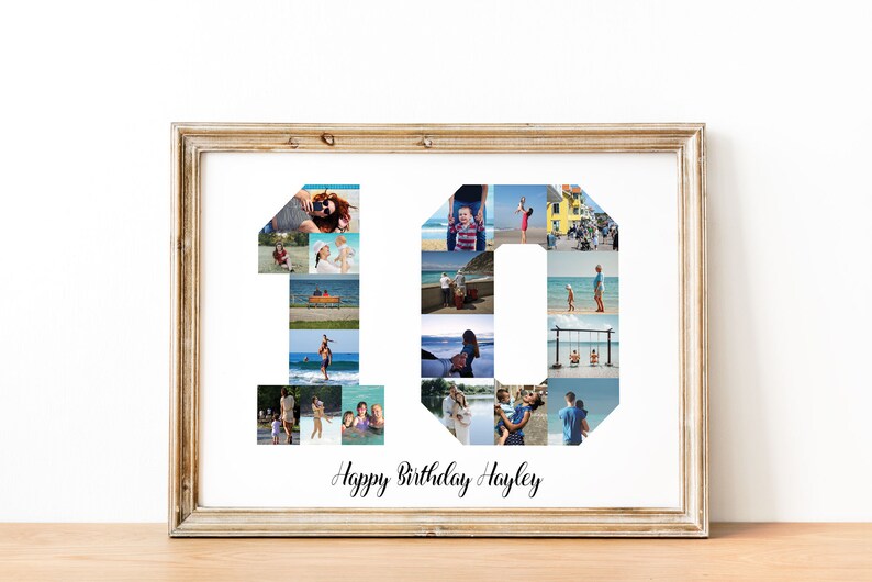 10th Birthday Photo Collage Anniversary Collage Number Ten - Etsy UK