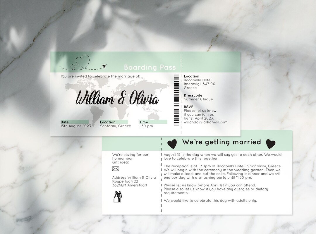 BOARDING PASS Invitation Template, Indesign Instant Download ...
