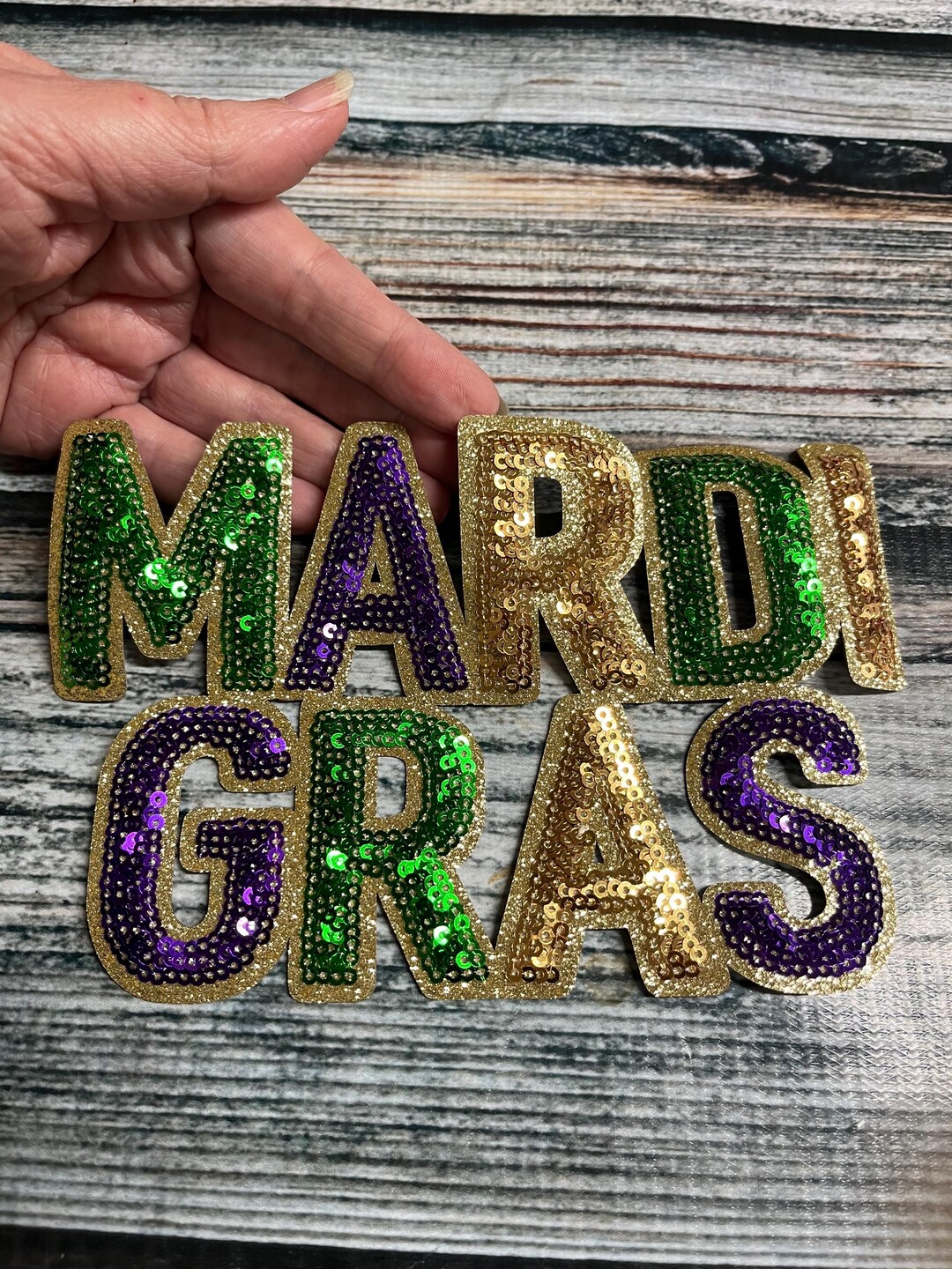 Mardi Gras- Sequin Small Size Patch- Iron On- Patch Only - Louisiana DIY Patch Glitter - Purple ...
