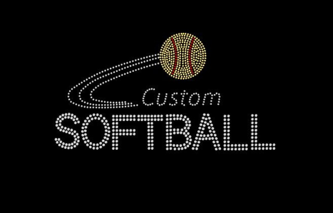 Custom Rhinestone Softball Transfer, Custom Applique, Custom Bling ...