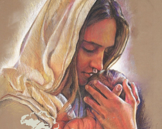 Paper Print "mother's Embrace" by Rod Peterson Pastel Painting of Mary ...