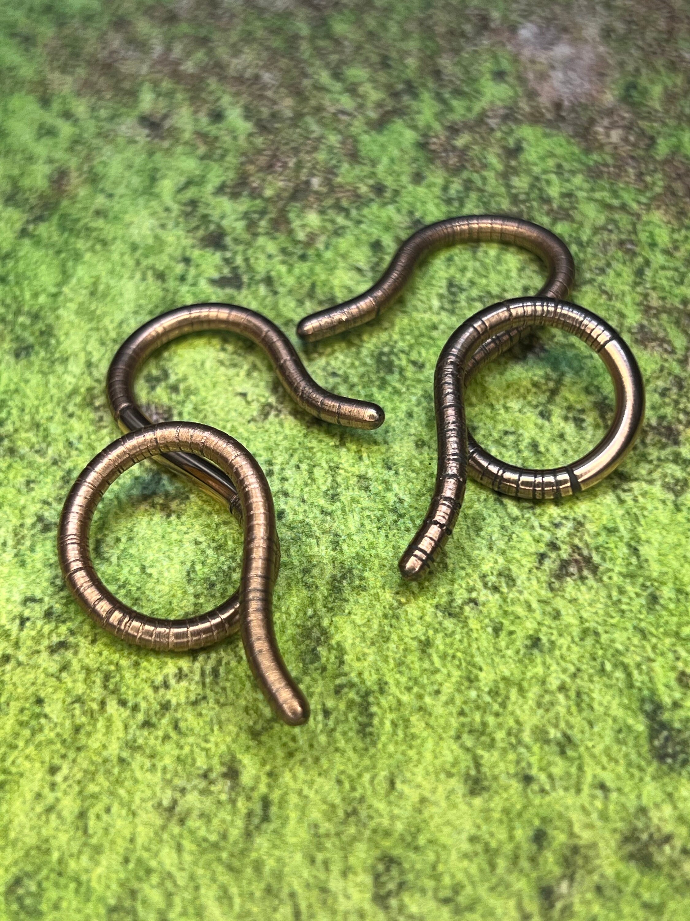 Copper Worm Ear Weights for Stretched Lobes Earrings Made to Order Free ...