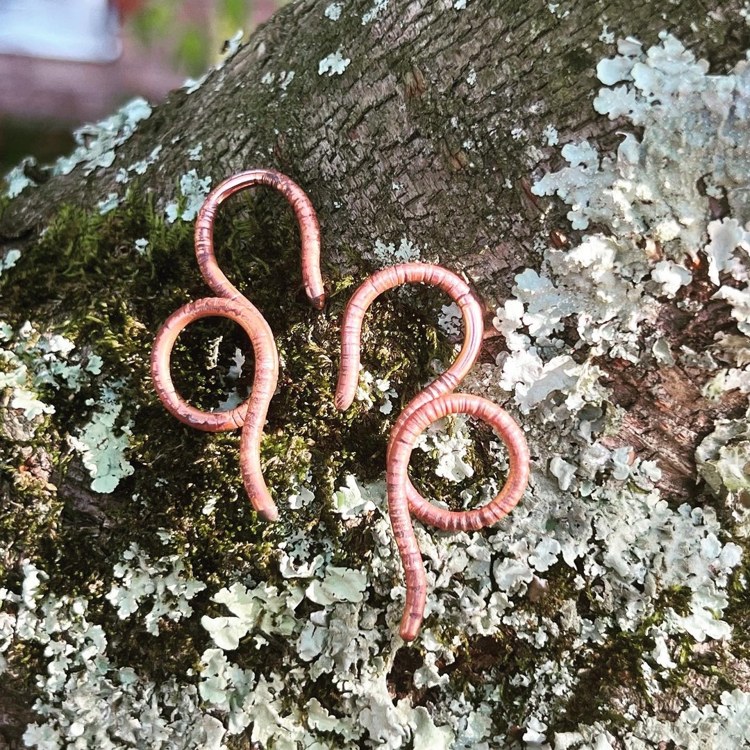 Copper Worm Ear Weights for Stretched Lobes Earrings Made to Order Free ...