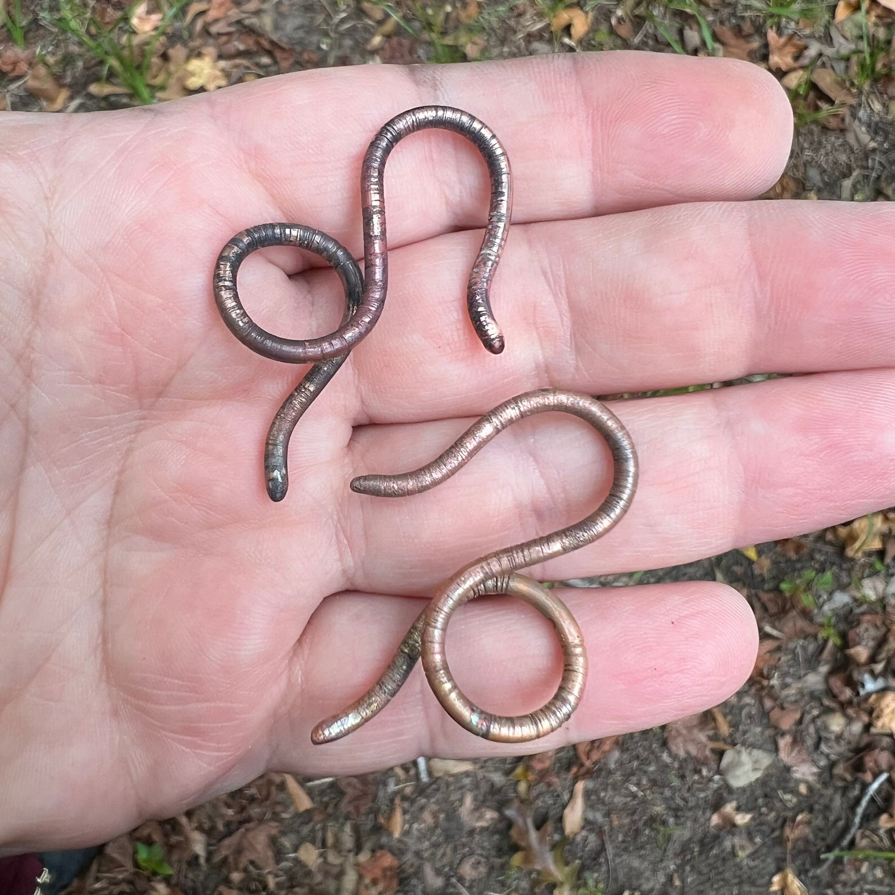 Copper Worm Ear Weights for Stretched Lobes Earrings Made to Order Free ...