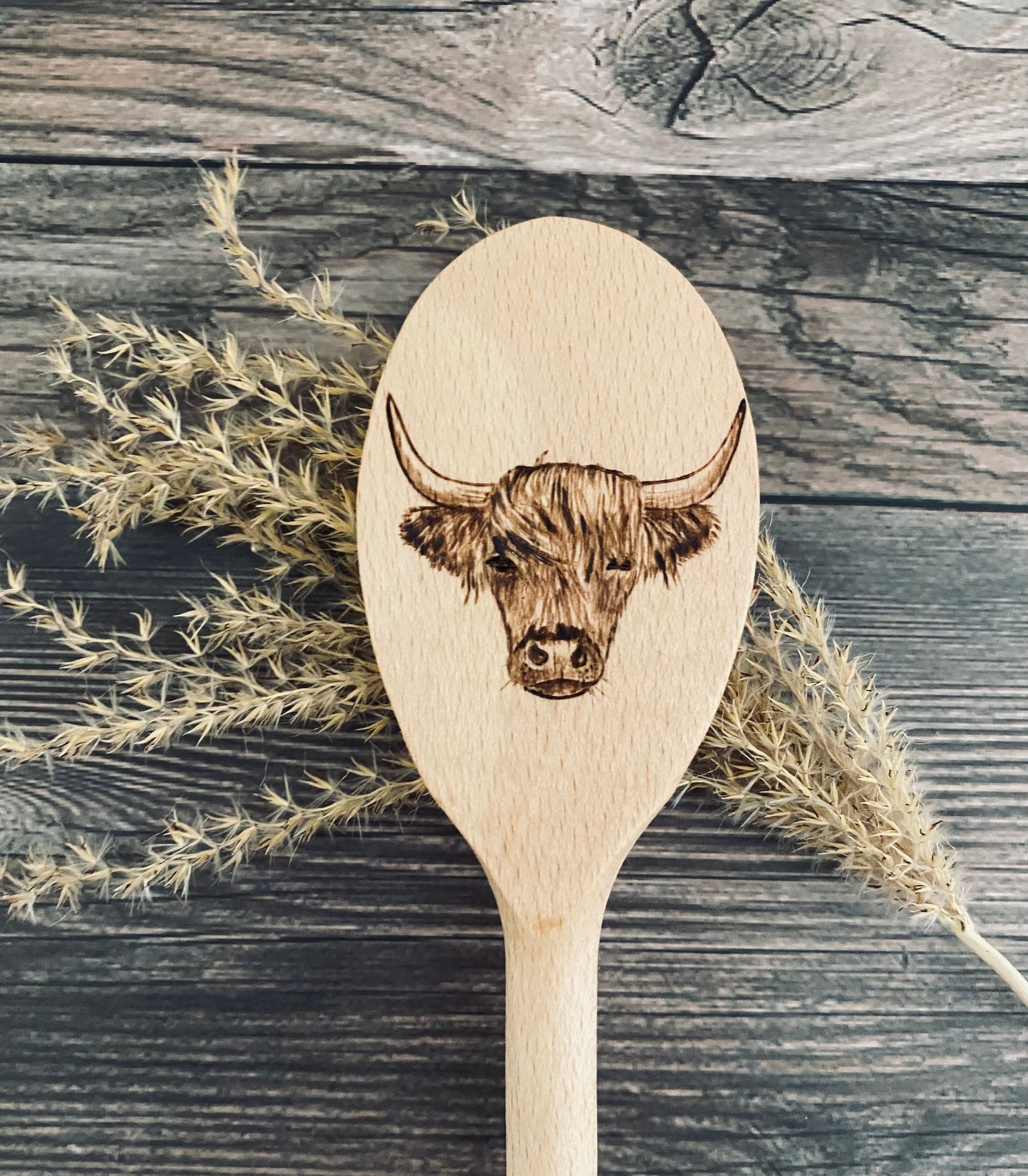 Highland Cow Wood Spoon - Etsy