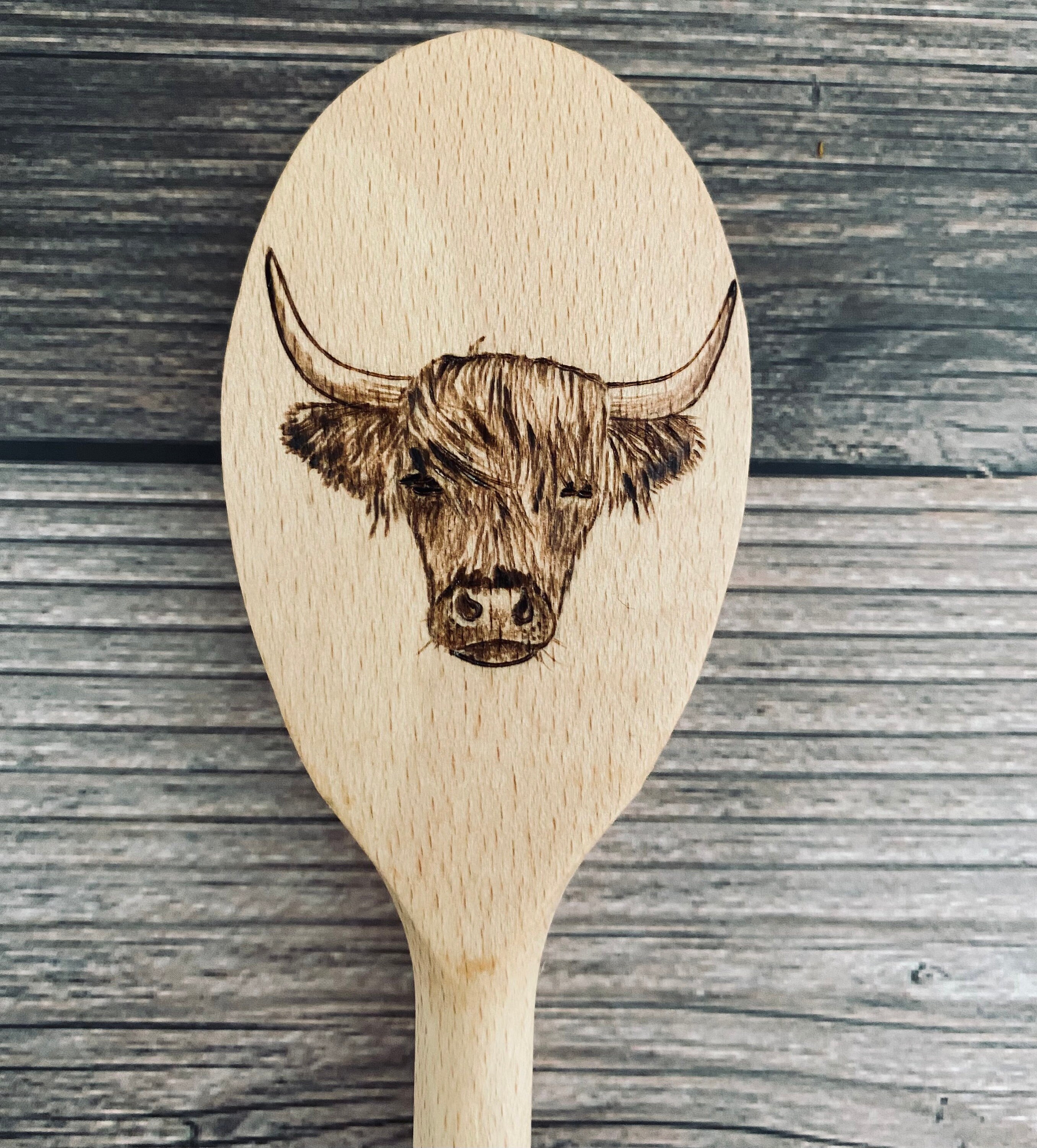 Highland Cow Wood Spoon - Etsy