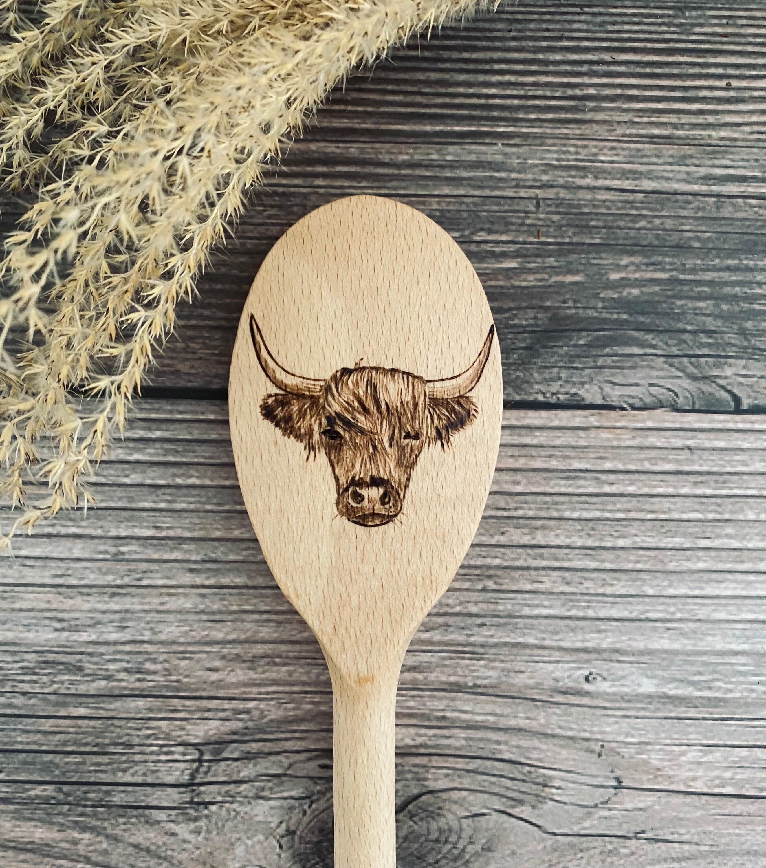 Highland Cow Wood Spoon - Etsy