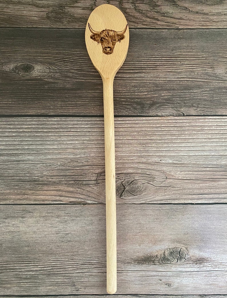 Highland Cow Wood Spoon - Etsy