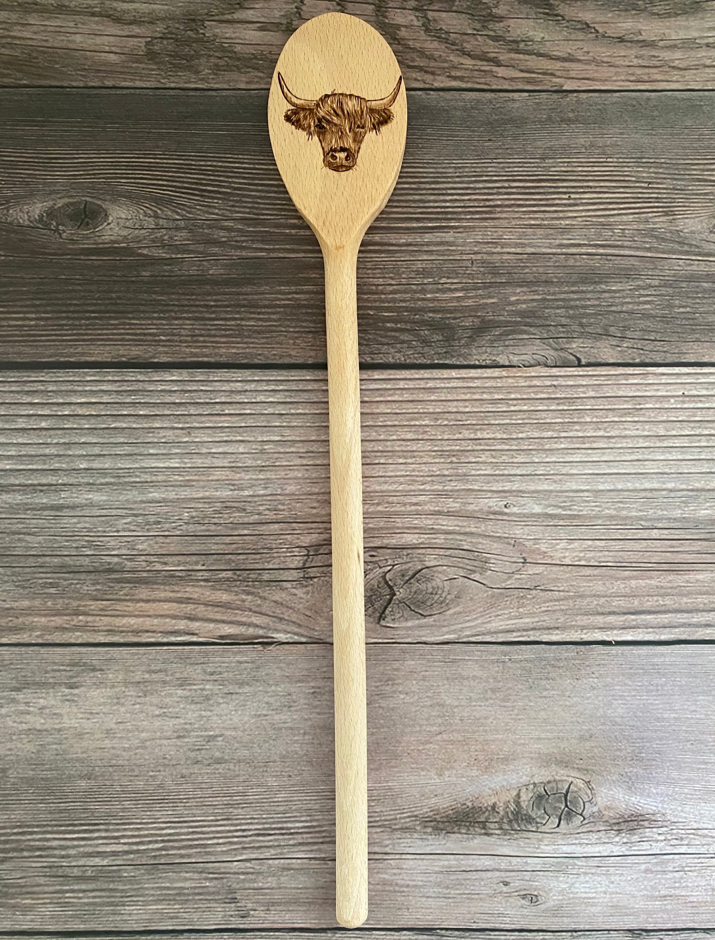 Highland Cow Wood Spoon - Etsy