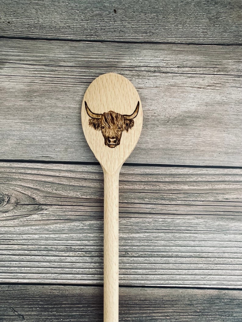 Highland Cow Wood Spoon - Etsy